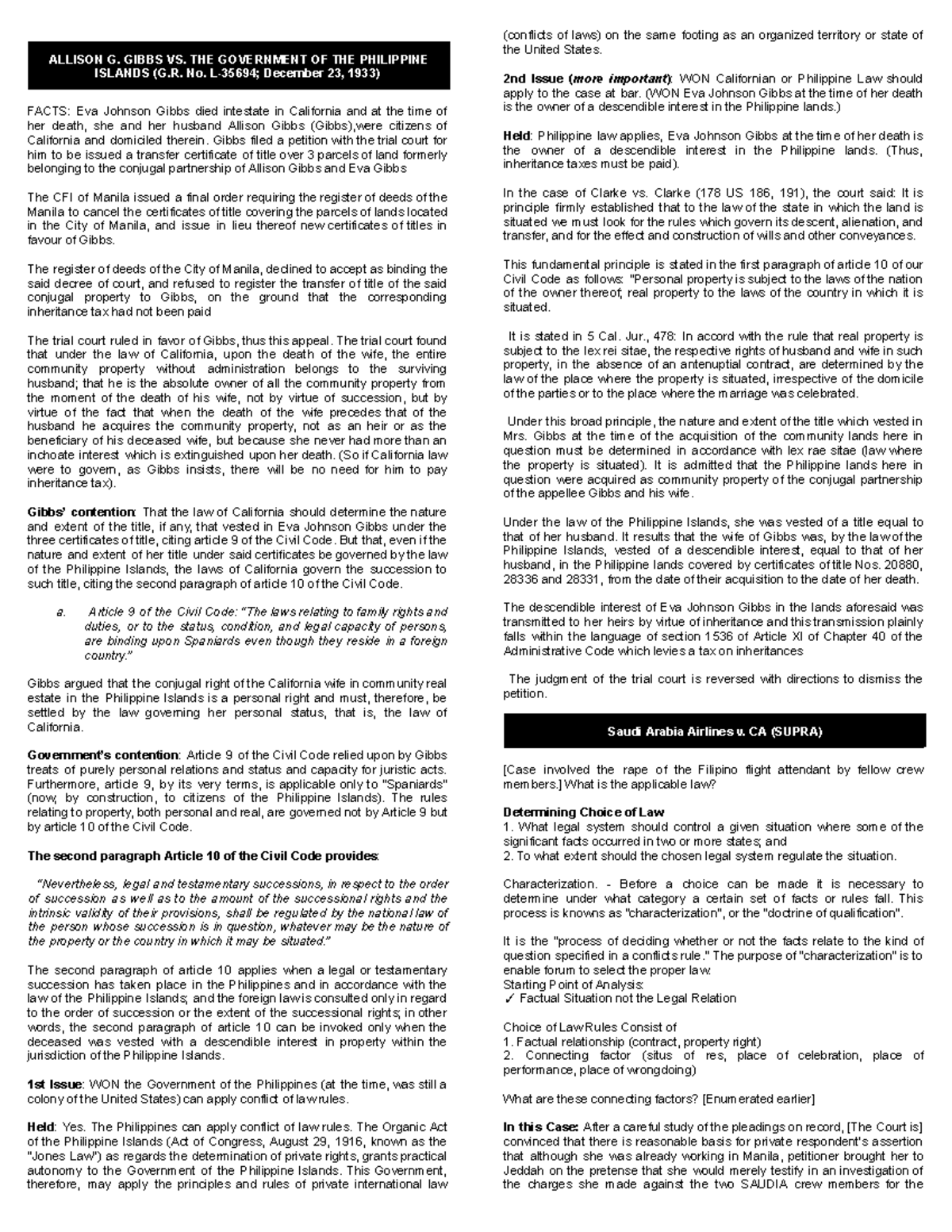 Choice of Law: Key Concepts and Case Summaries in Conflict of Laws ...