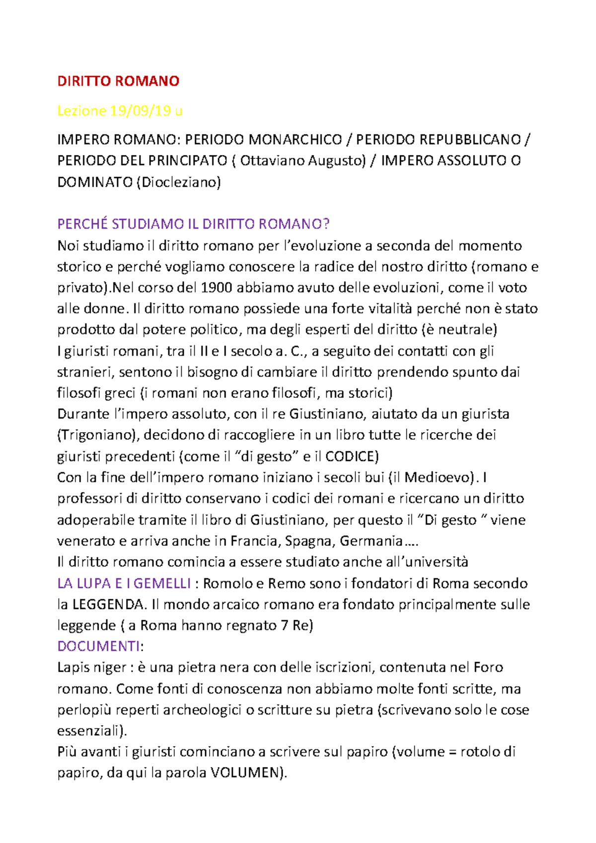 Lezione di Diritto Romano - Parte 1: Evoluzione Storica e Normativa ...
