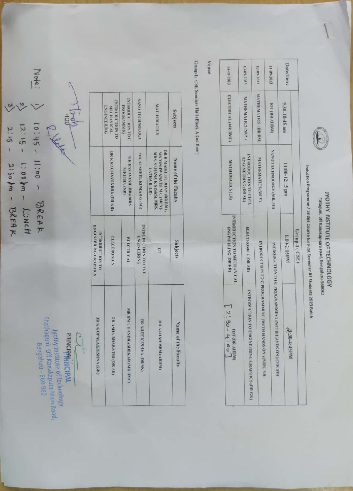 Bridge Course Updated Timetable: CSE Seminar & Engineering Intro 2023 ...