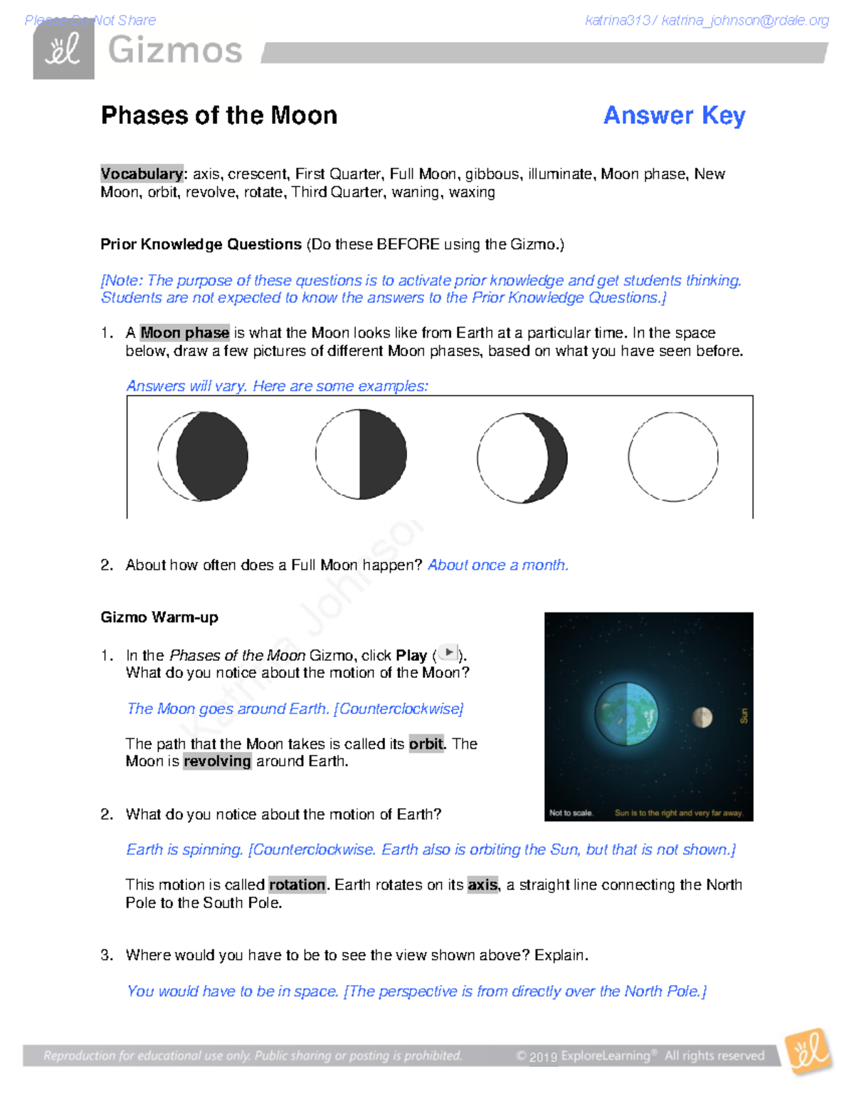 25828929 - Phases of the Moon Worksheet with Answer Key - Studocu