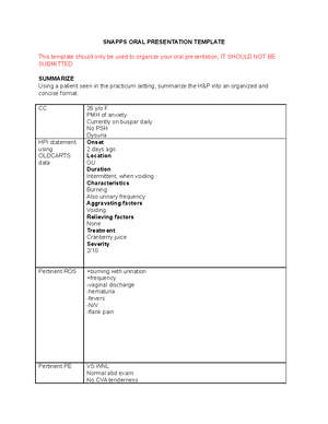 FNP NR511 Snapps Template for Oral Presentation 09-2019 - SNAPPS ORAL ...