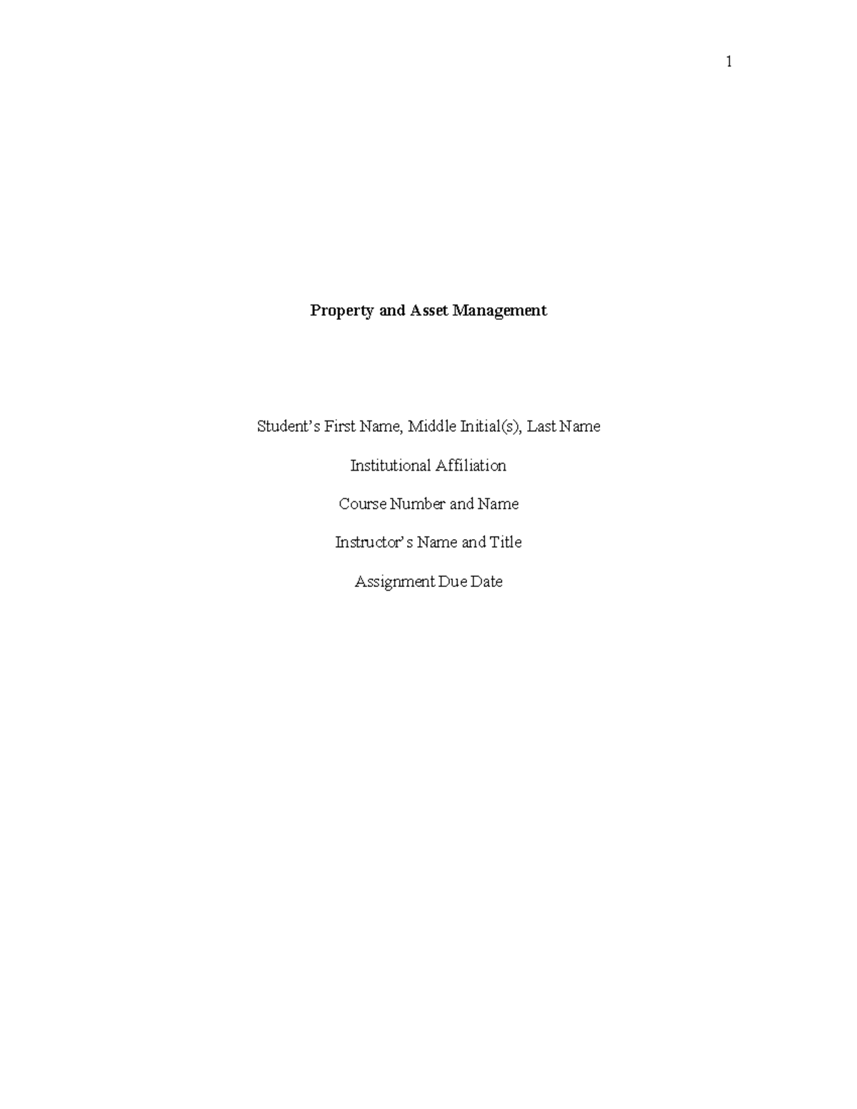 Property & Asset Management: Roles & Responsibilities Analysis - Studocu