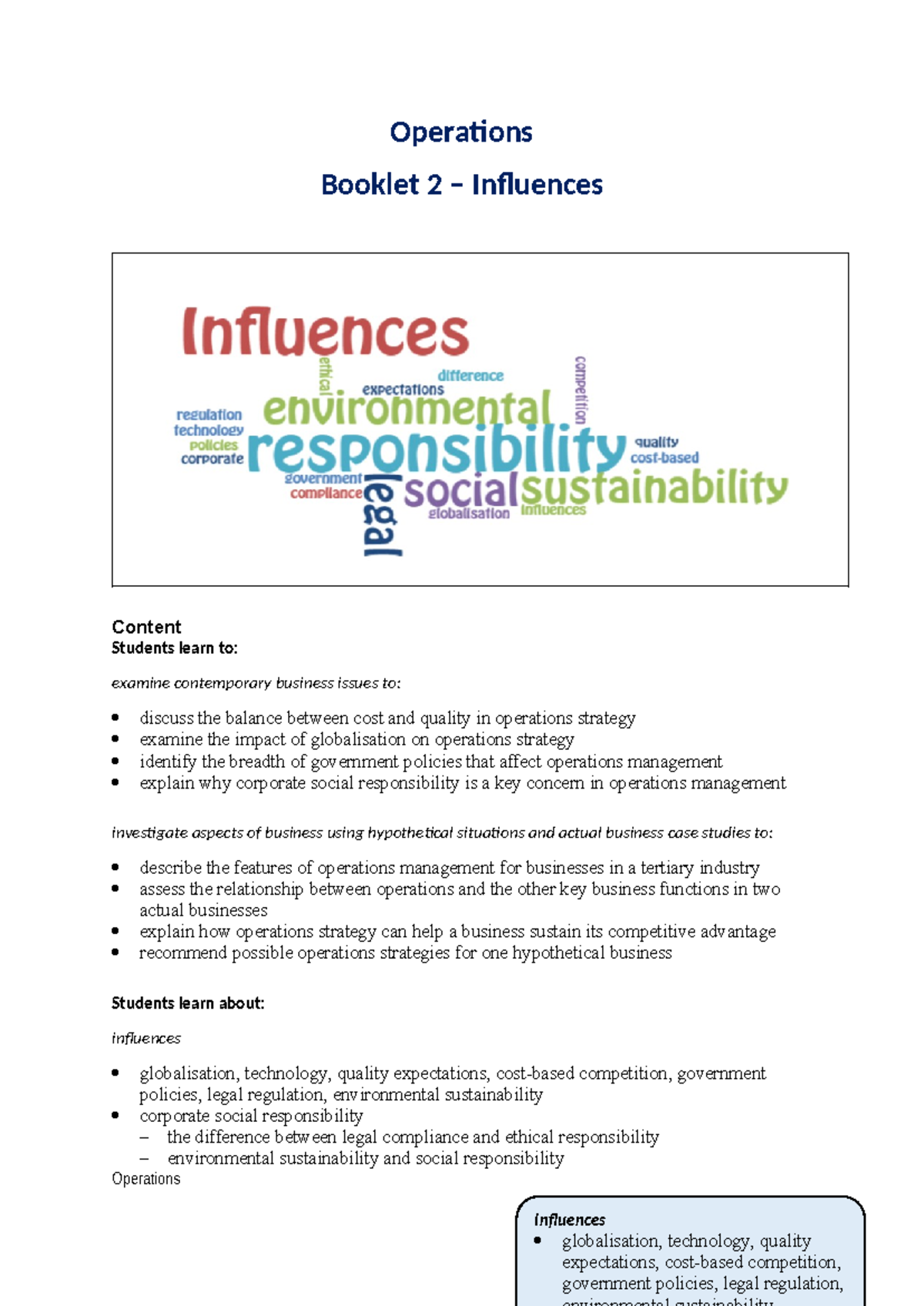 Booklet 2 Influences on Operations (Repaired) - Operations Booklet 2 ...