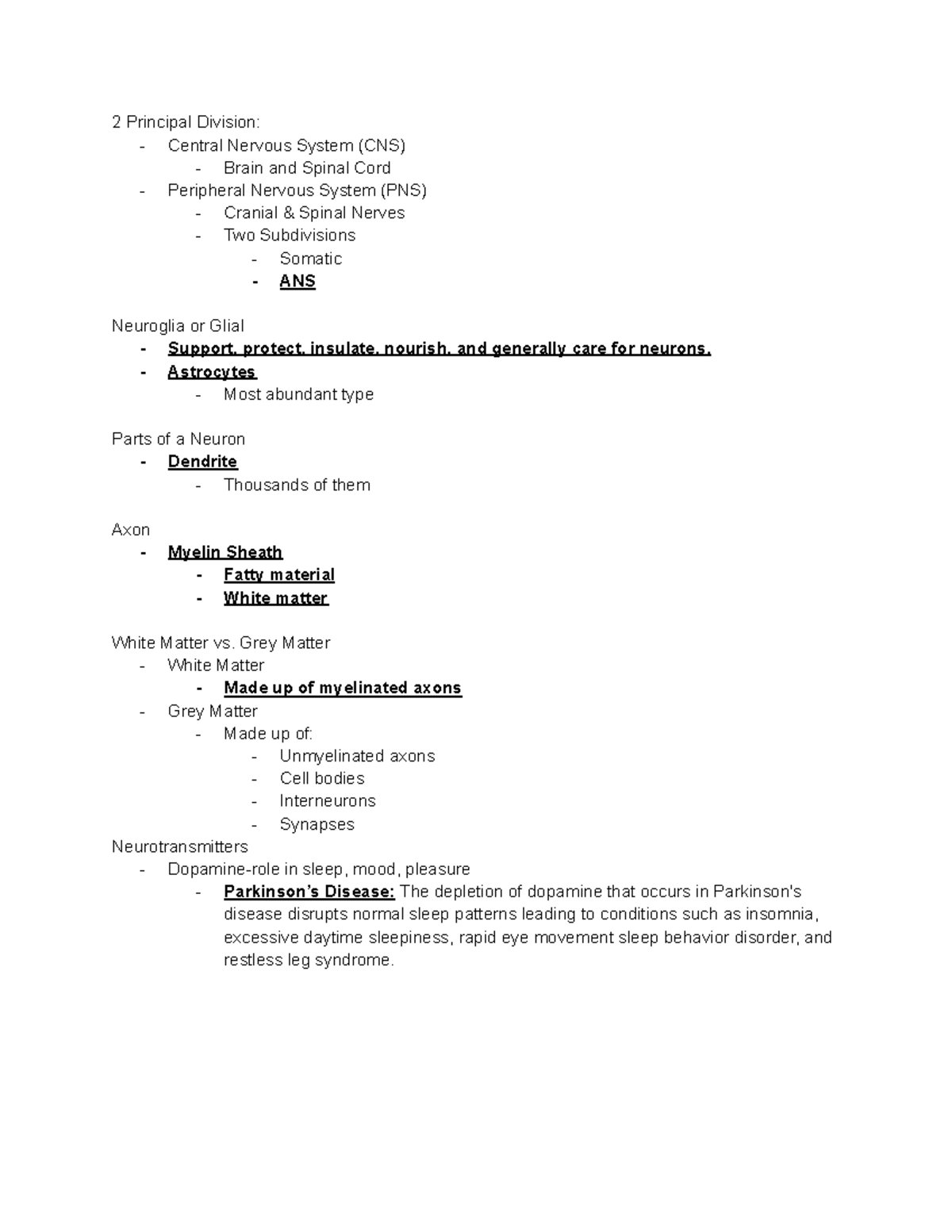 Anatomy Notes: CNS & PNS Overview (Chapters 10 & 11) - Studocu
