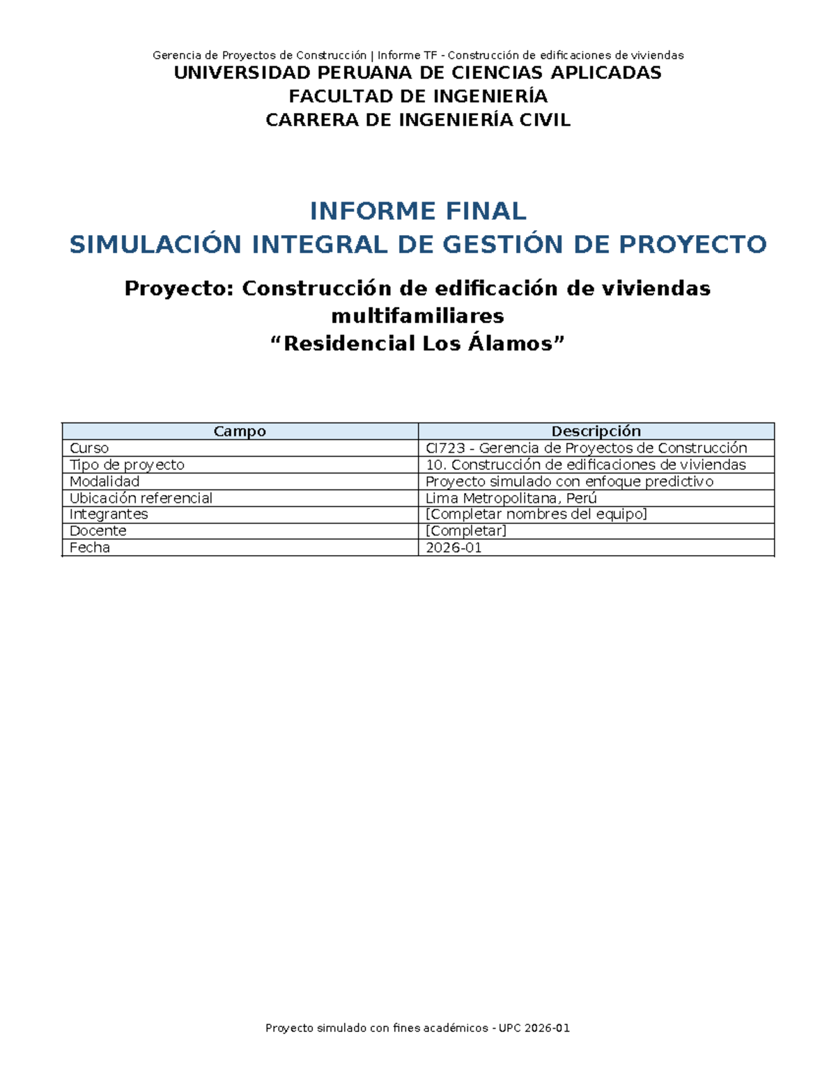 Informe Final GPC CI723: Construcción de Edificaciones Multifamiliares ...