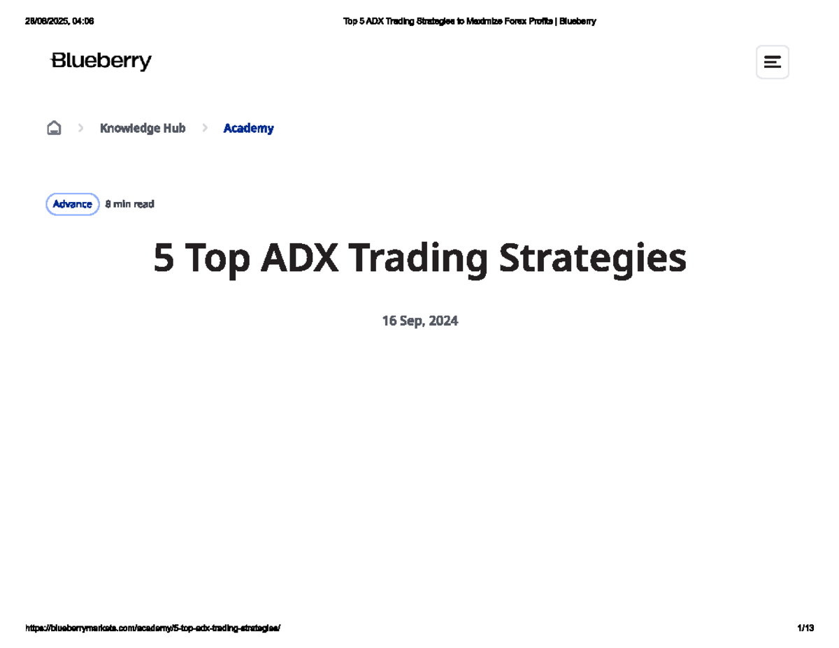 Top 5 ADX Trading Strategies for Forex Success - 04:06 - Studocu