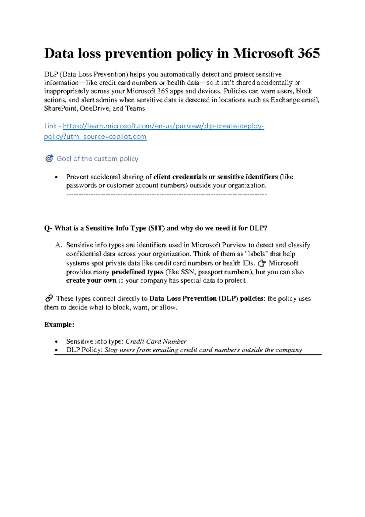 DLP Policy Creation Guide for Microsoft 365 (DLP) - Studocu