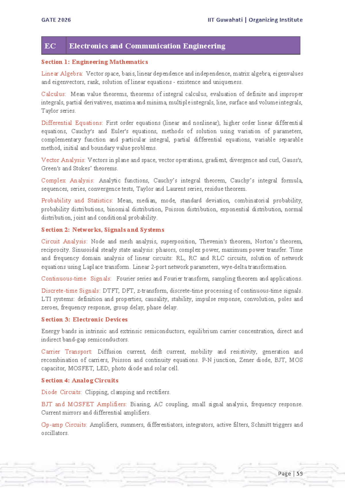 GATE 2026 ECE Syllabus: Engineering Math, Networks & Circuits - Studocu