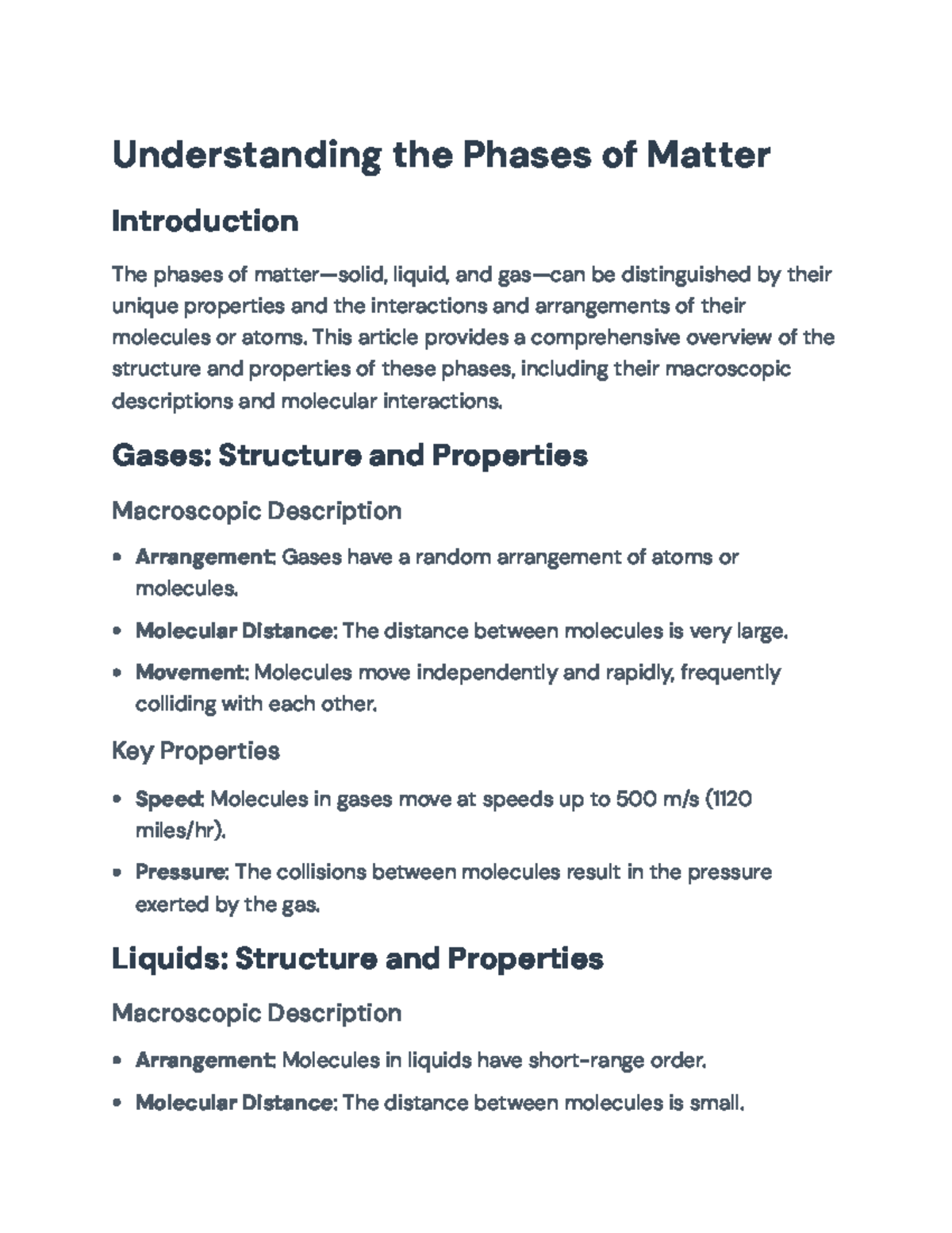 Understanding the Phases of Matter: Solid, Liquid, and Gas Properties ...