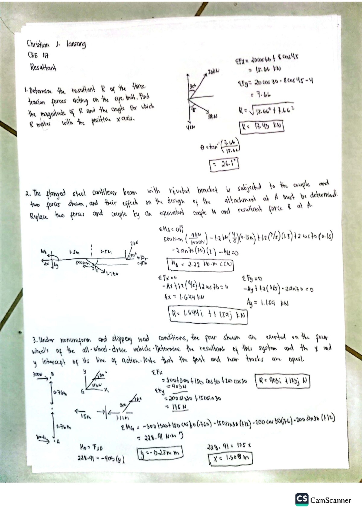 Resultant Forces Analysis in CEE 117: Comprehensive Study Guide - Studocu