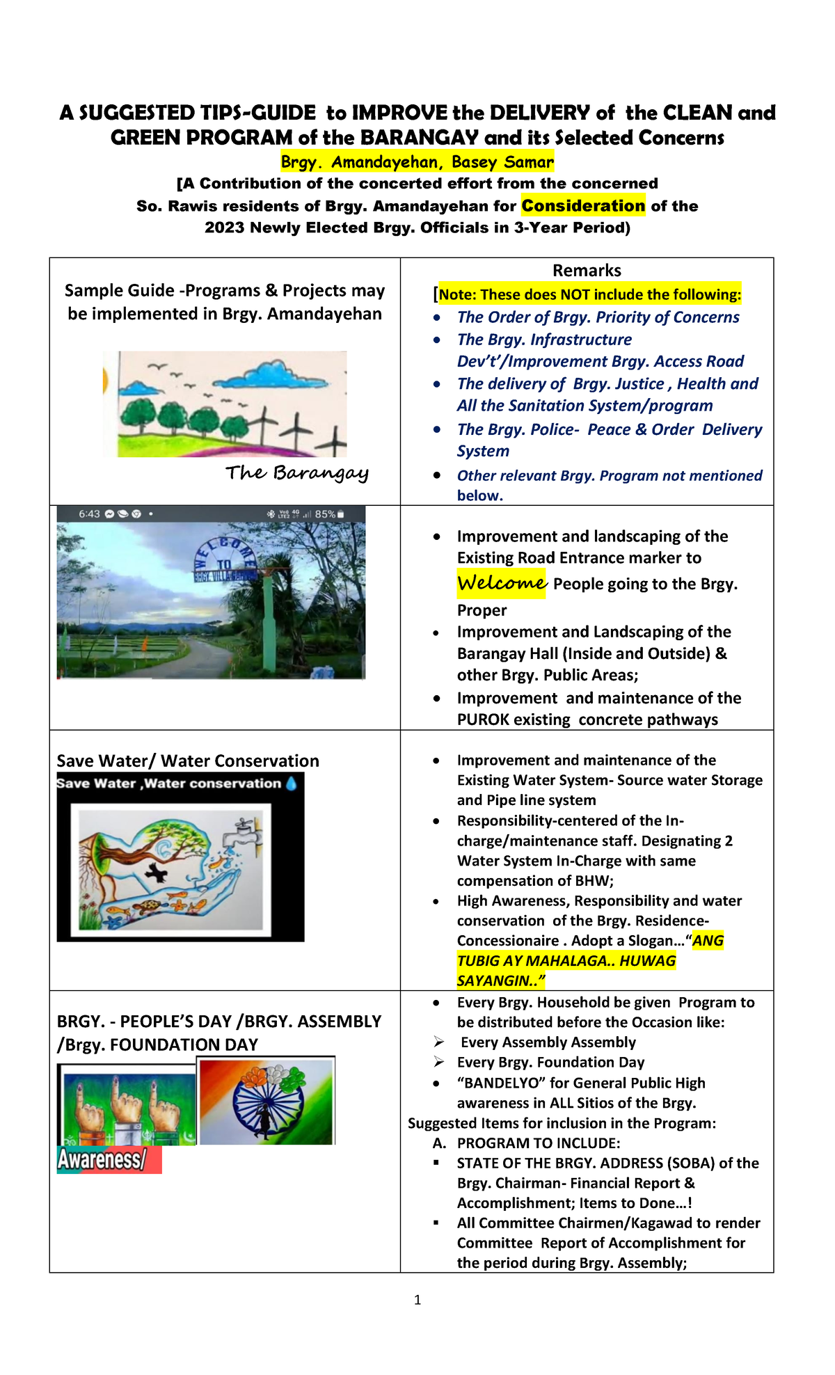 Suggested Tips to Enhance Delivery of Clean and Green Program - Brgy ...