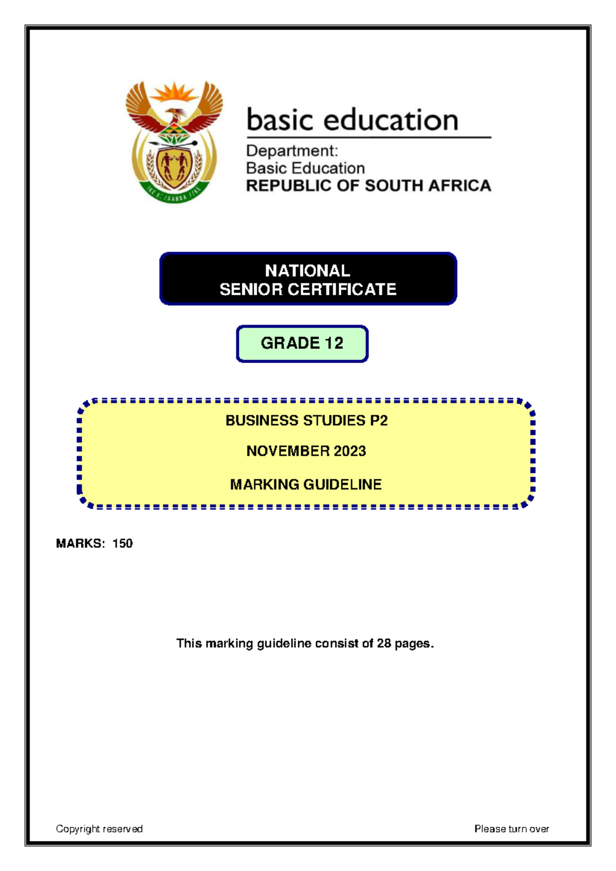 2023 NSC Business Studies Grade 12 P2 Marking Guideline - Studocu