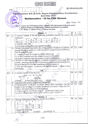 VTU Question Paper of BCS301 Mathematics for Computer Science Jun-July ...