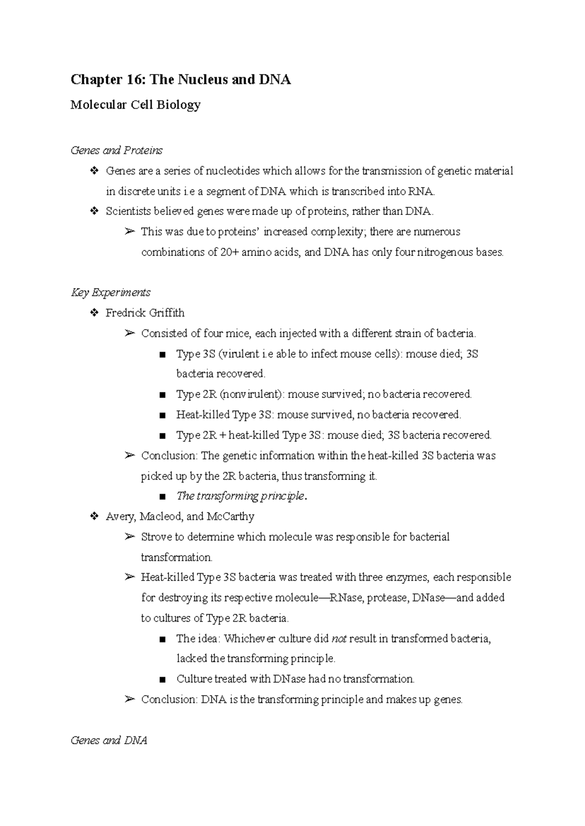 Molecular Cell Biology: Chapter 16 - The Nucleus and DNA Overview - Chapter 16: The Nucleus and ...