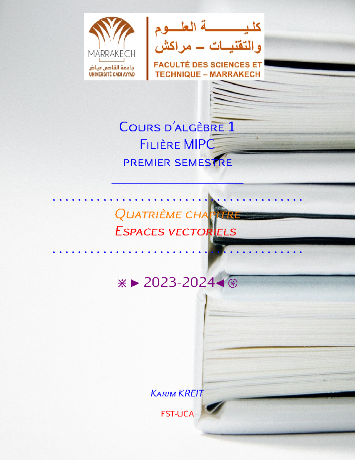 Cours 1 MIPC - Chapitre 4 : Espaces Vectoriels - Studocu