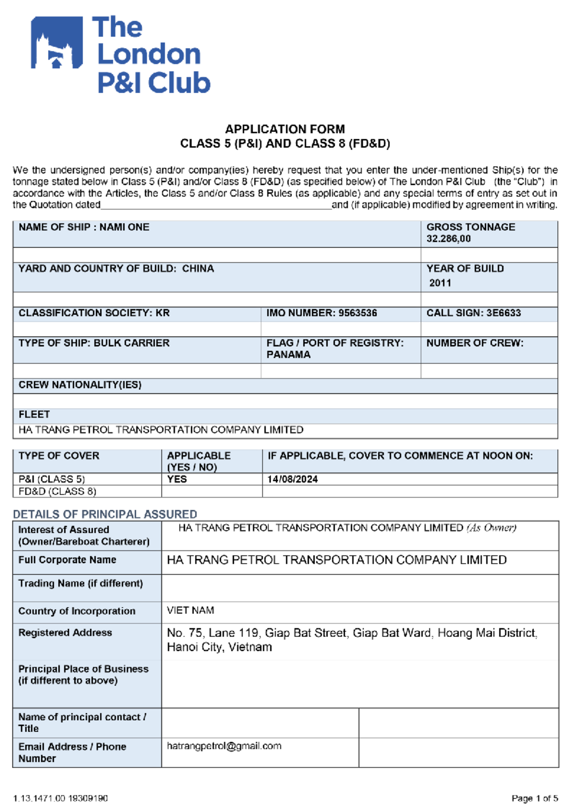 The London Club application form for Class 5 and Class 8 - Studocu