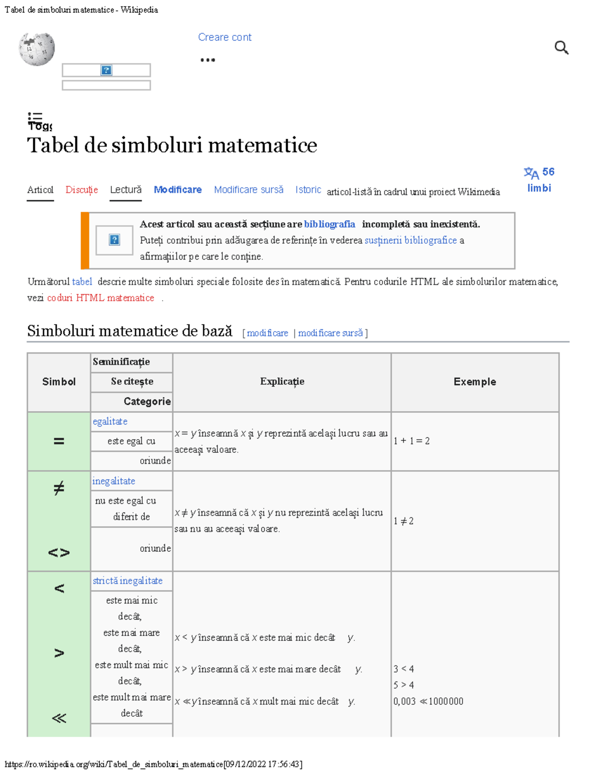 Tabel de Simboluri Matematice - Notițe Matematice 101 - Studocu