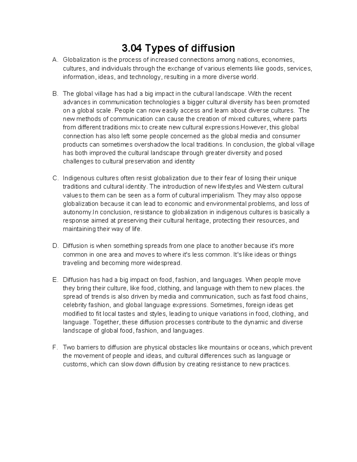 Copy of 3.04 Types of Diffusion - 3 Types of diffusion A. Globalization ...