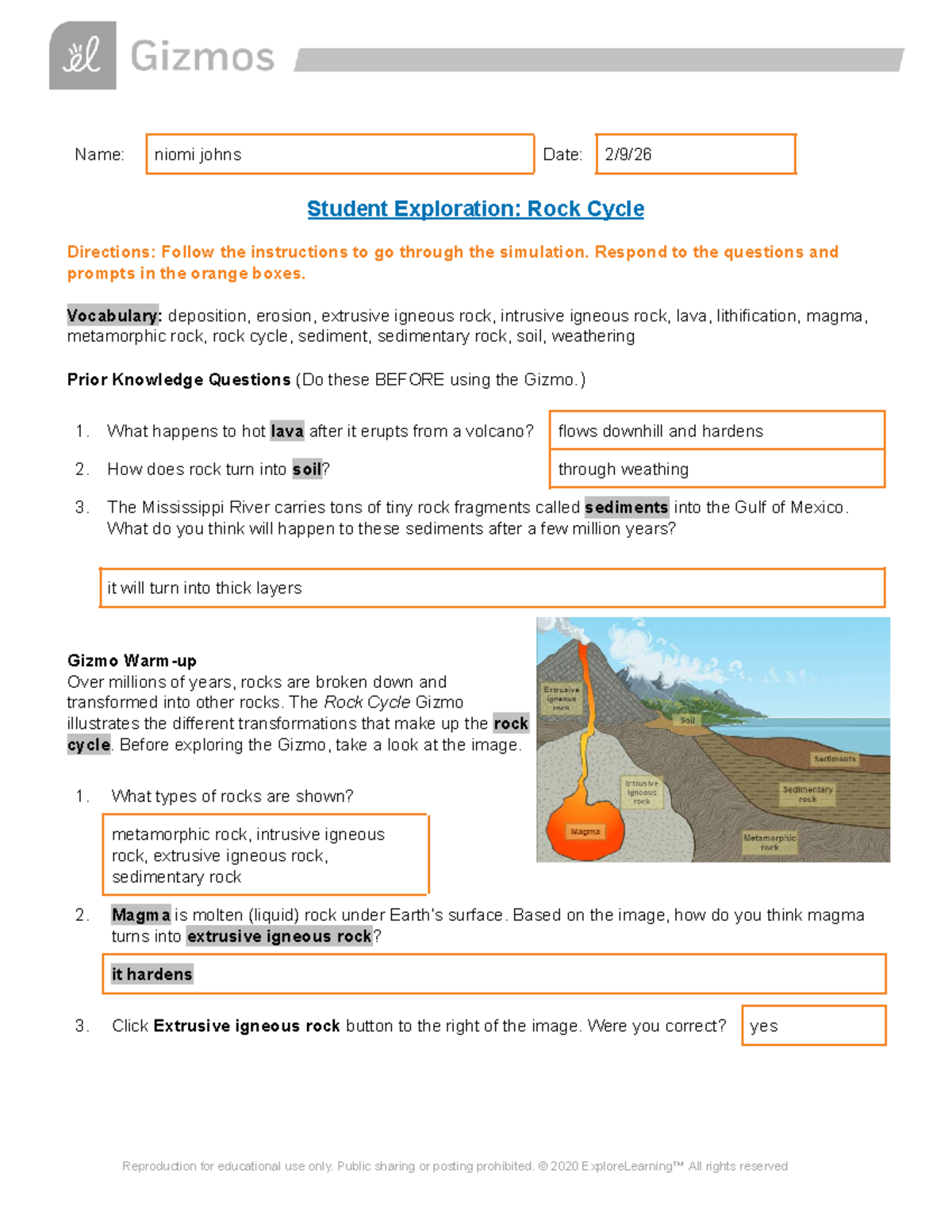 Rock Cycle Exploration SE - Gizmo Simulation Guide - Studocu