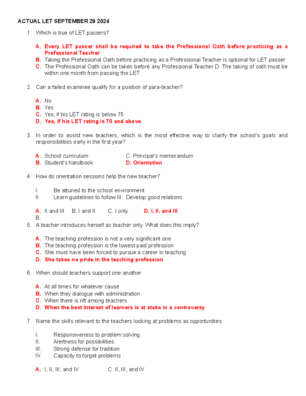 Final Exam Review for LET (Licensure Exam for Teachers) - Studocu
