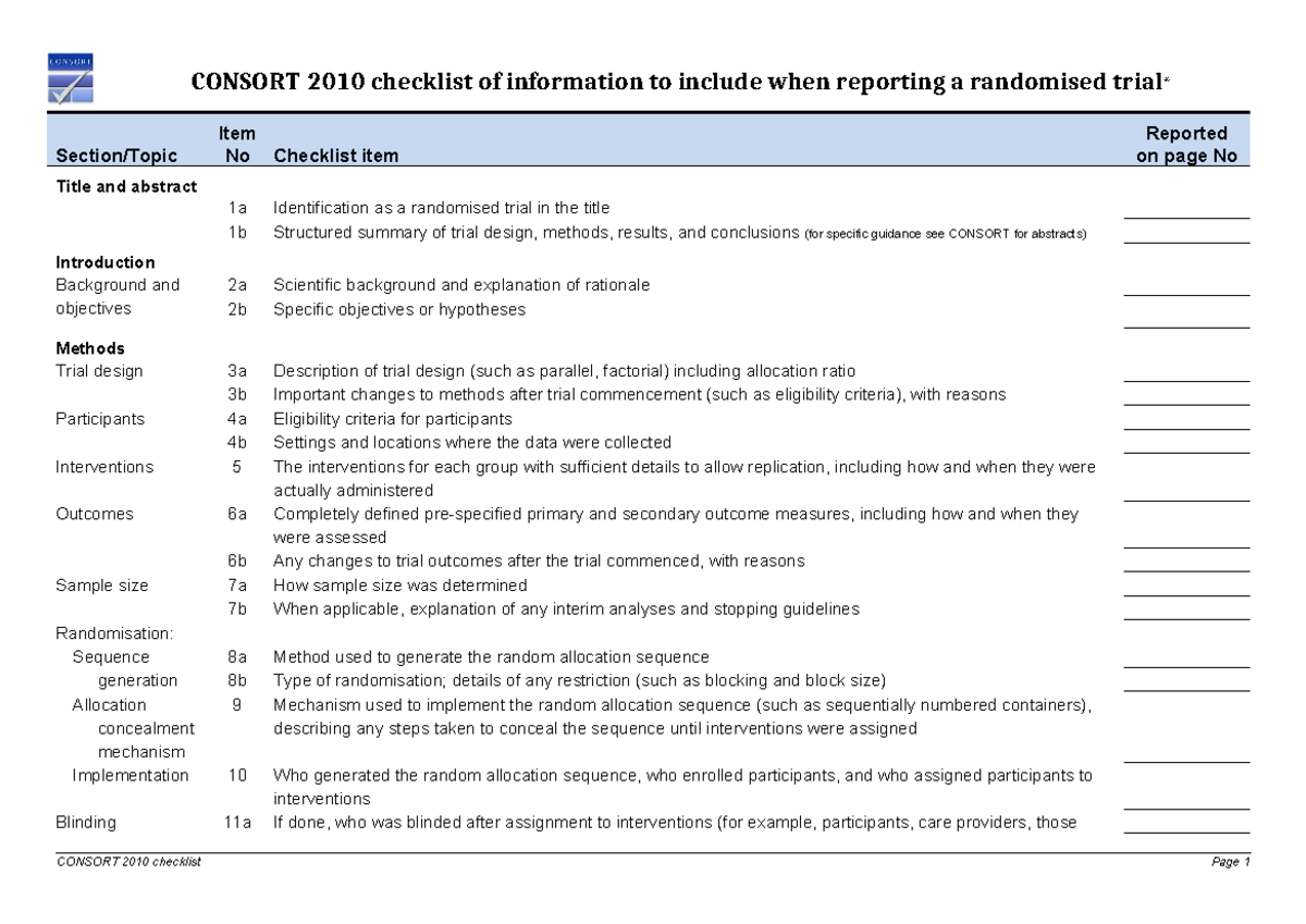 Consort-2010-Checklist - CONSORT 2010 checklist of information to ...