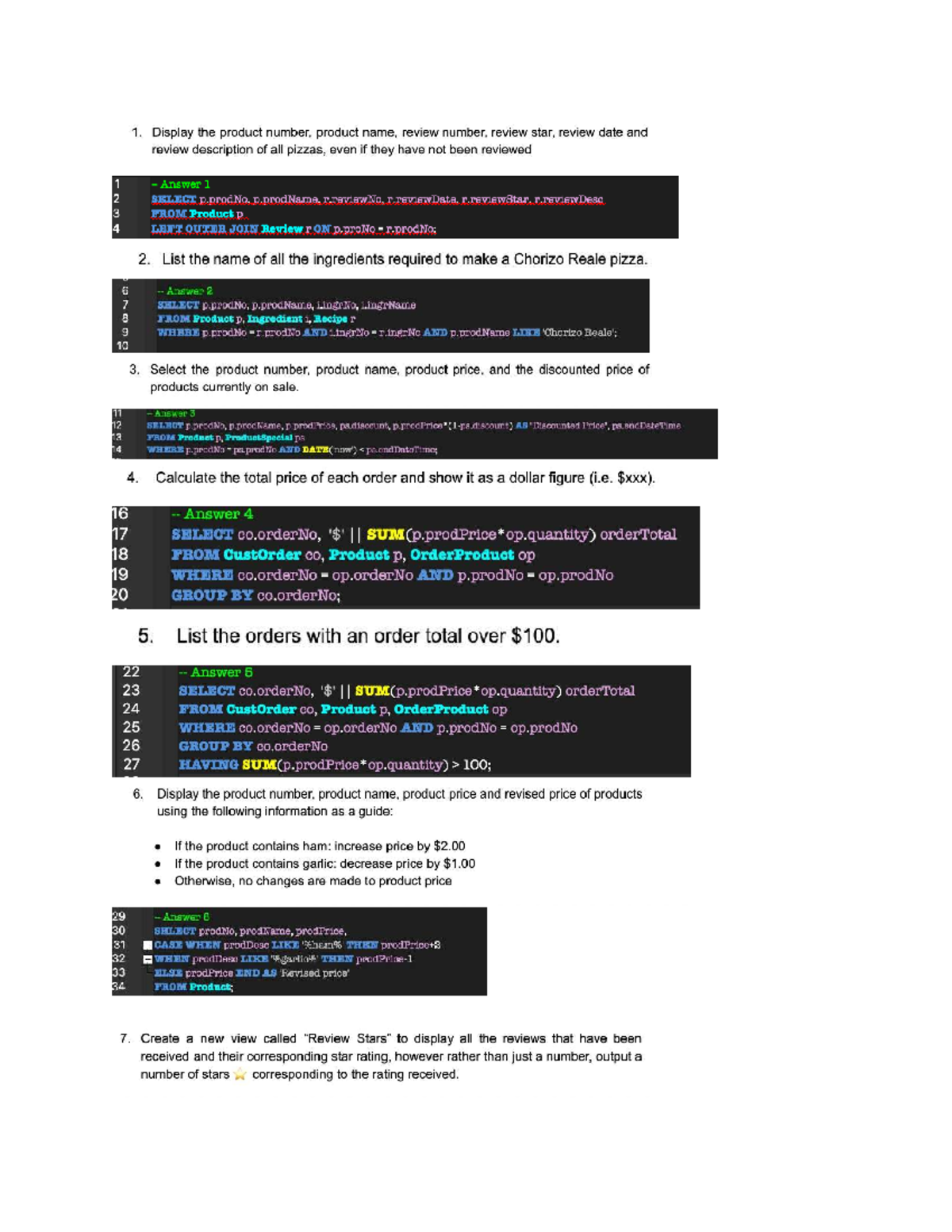 Infosys 222 Lab 9 - SQL Queries and Notes on Pizza Management - Studocu