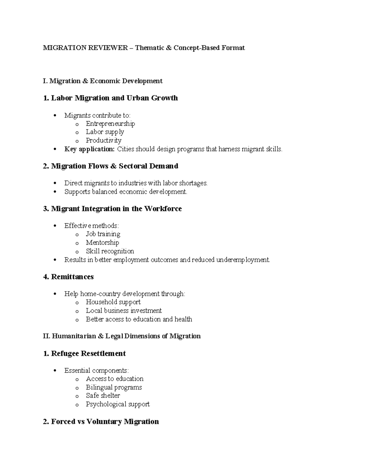 Migration Lecture Notes: Economic, Legal, and Social Dimensions - Studocu