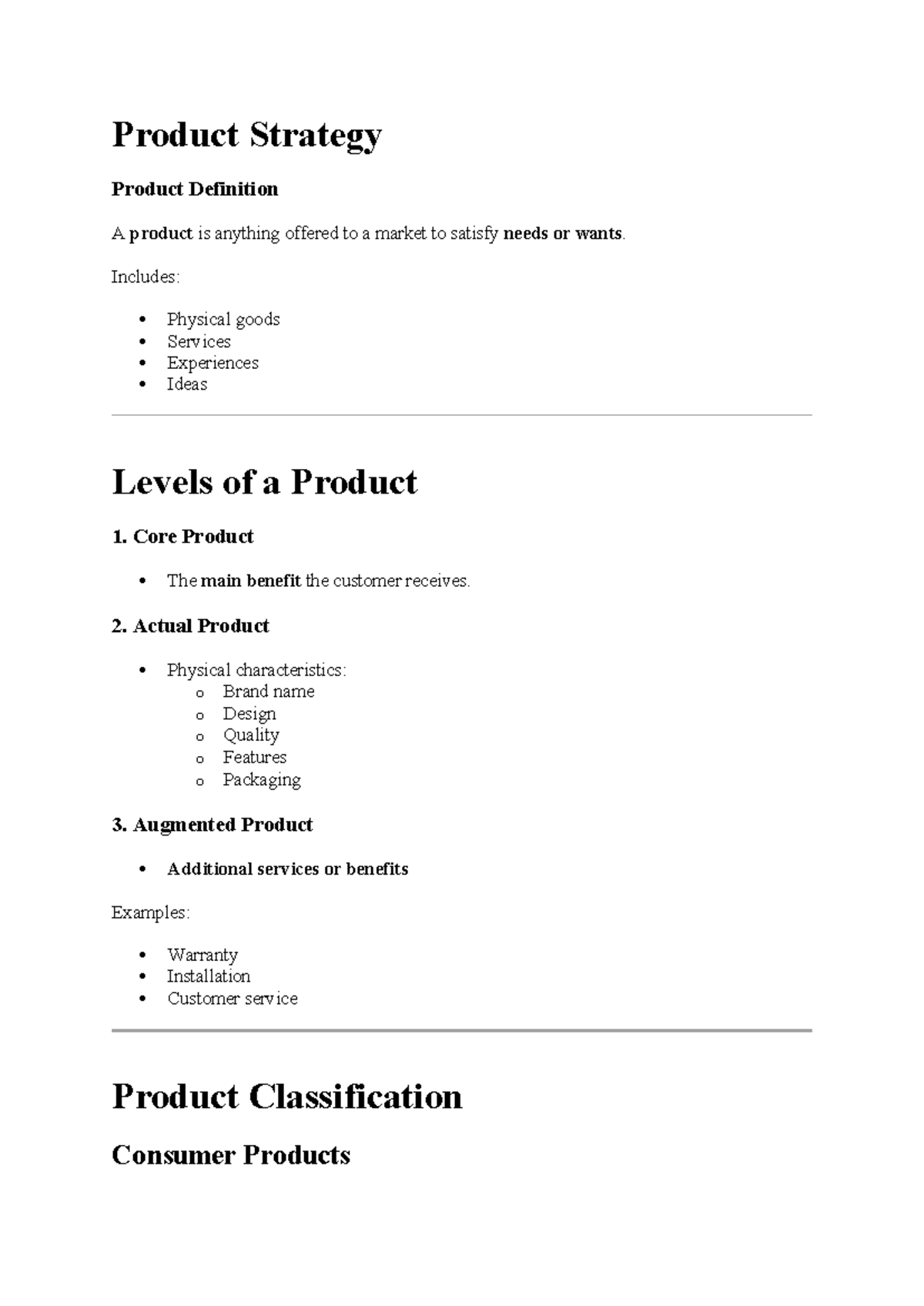 Product Strategy & Definition Notes - Week 3 - Studocu
