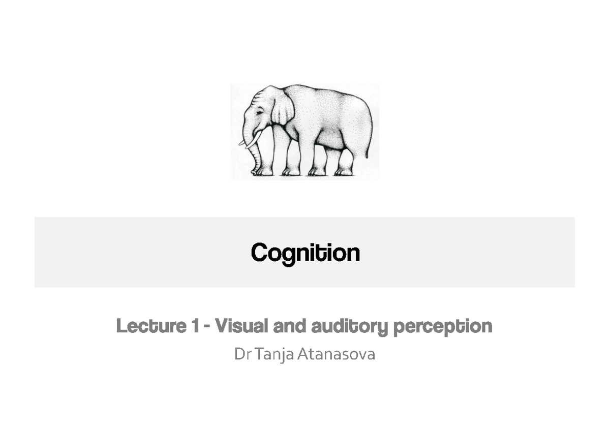 Cognition and Perception Lecture 1: Visual and Auditory Insights - Studocu