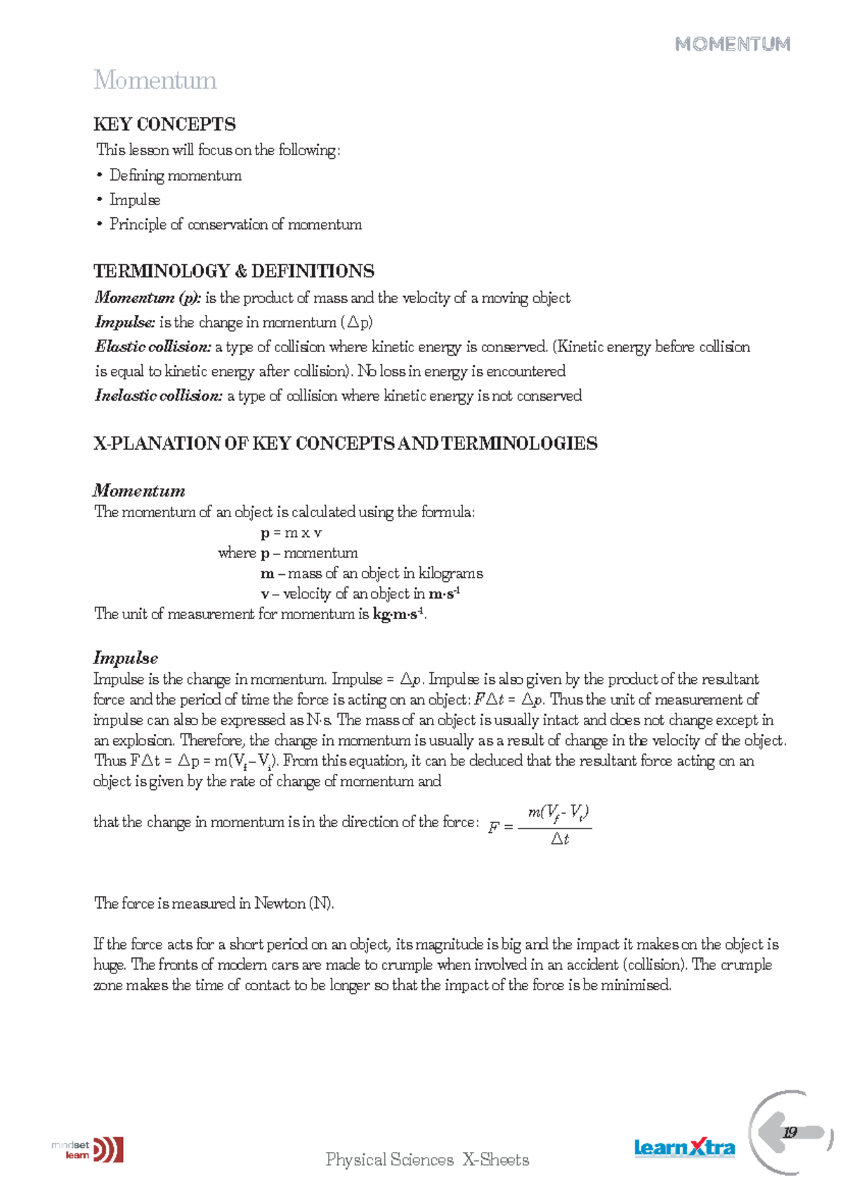 Momentum - Grade 12 PHYSICAL SCIENCES NOTES - Physical Sciences X ...