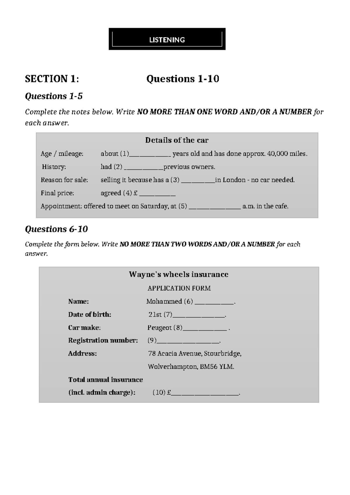 IELTS Practice Test 4: Listening, Reading, and Writing Sections - Studocu