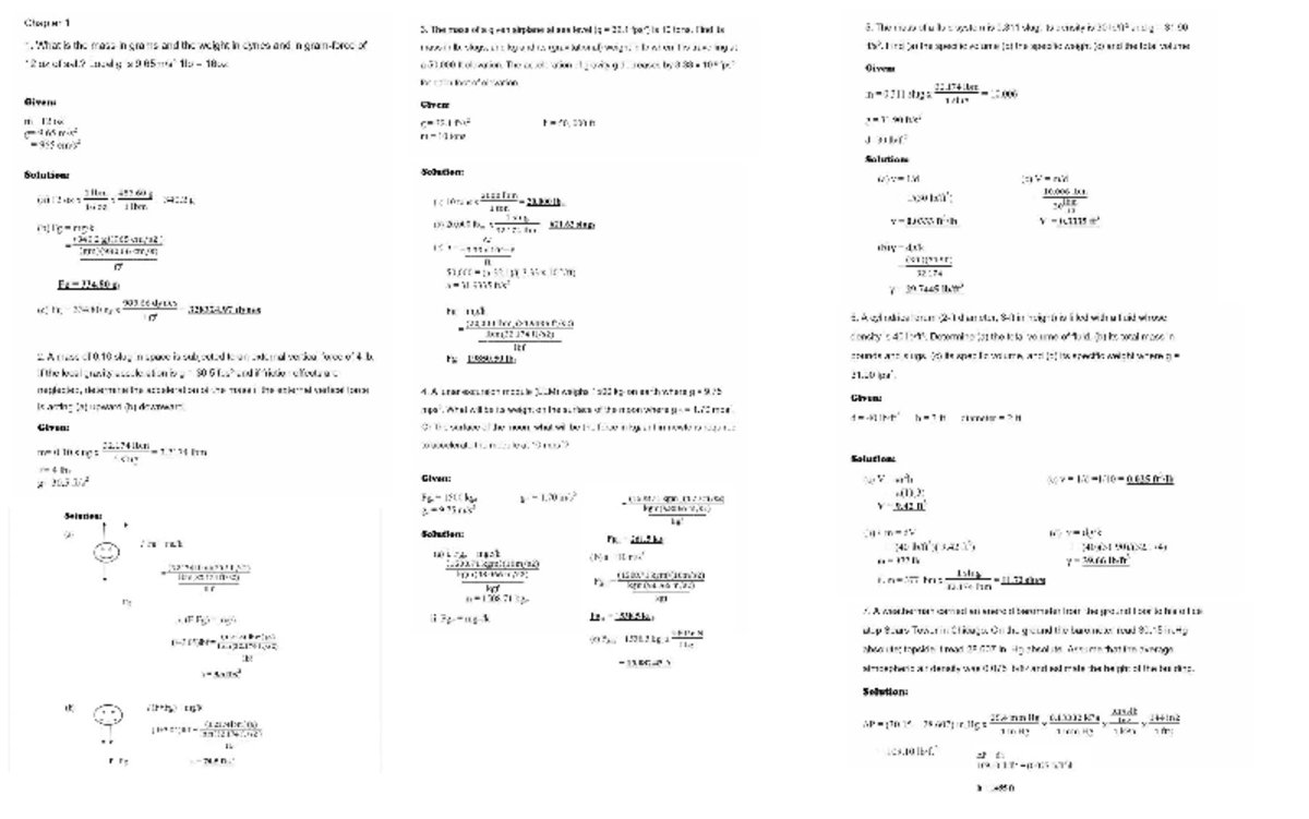 BME - Problems: Fluid Mechanics and Gravity Calculations - Studocu