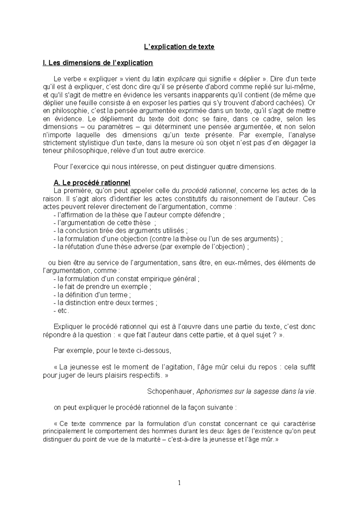 Méthode explication 2024 - L’explication de texte I. Les dimensions de ...