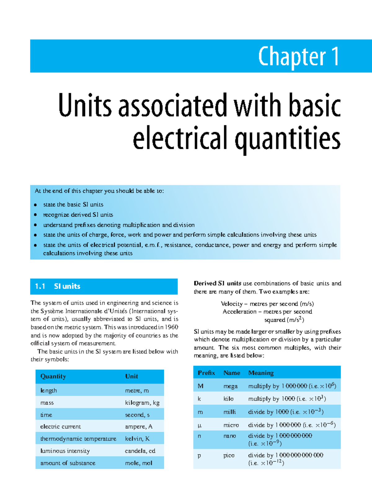 Electrical Basics: Lesson 1 Notes on SI Units & Circuit Elements - Studocu