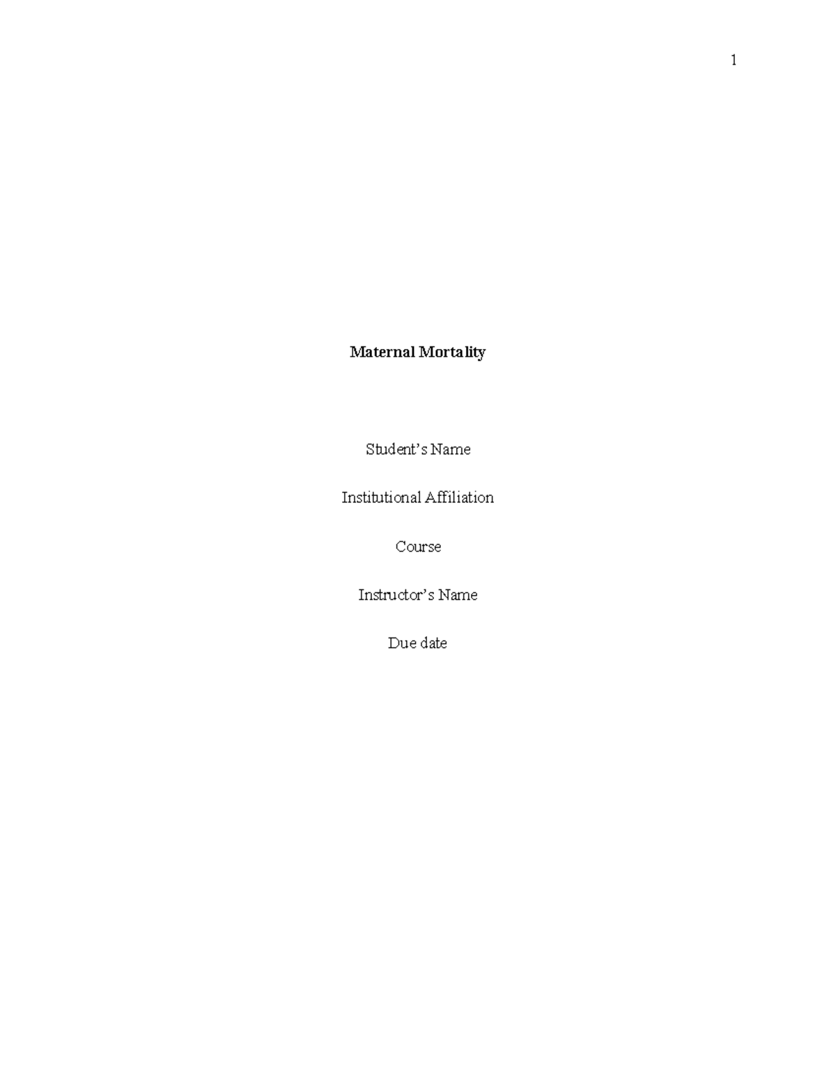 Maternal Mortality: Key Factors and Strategies for Improvement - Studocu
