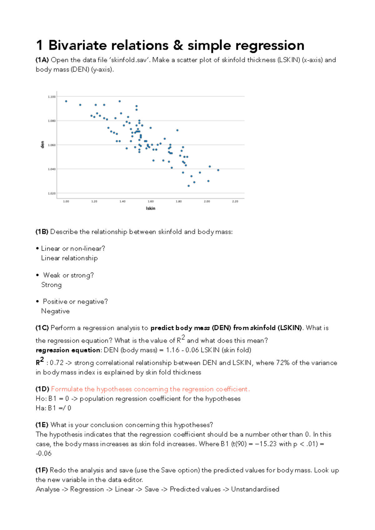 SPSS Exercises on Bivariate Relations & Multiple Regression Analysis ...