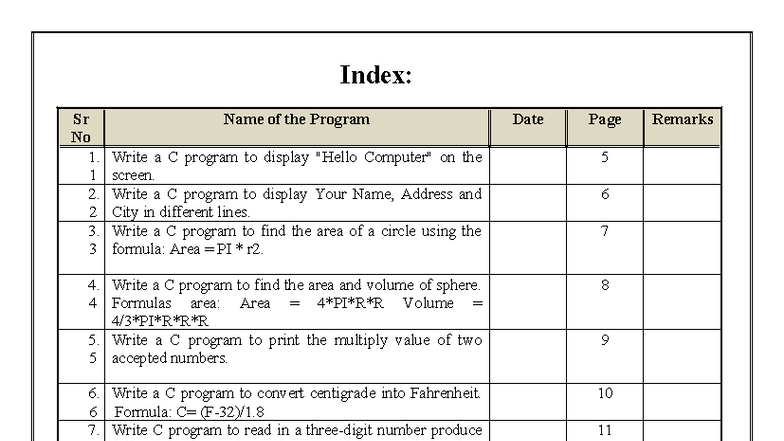C Programming Practical File: Exercises and Solutions - Studocu