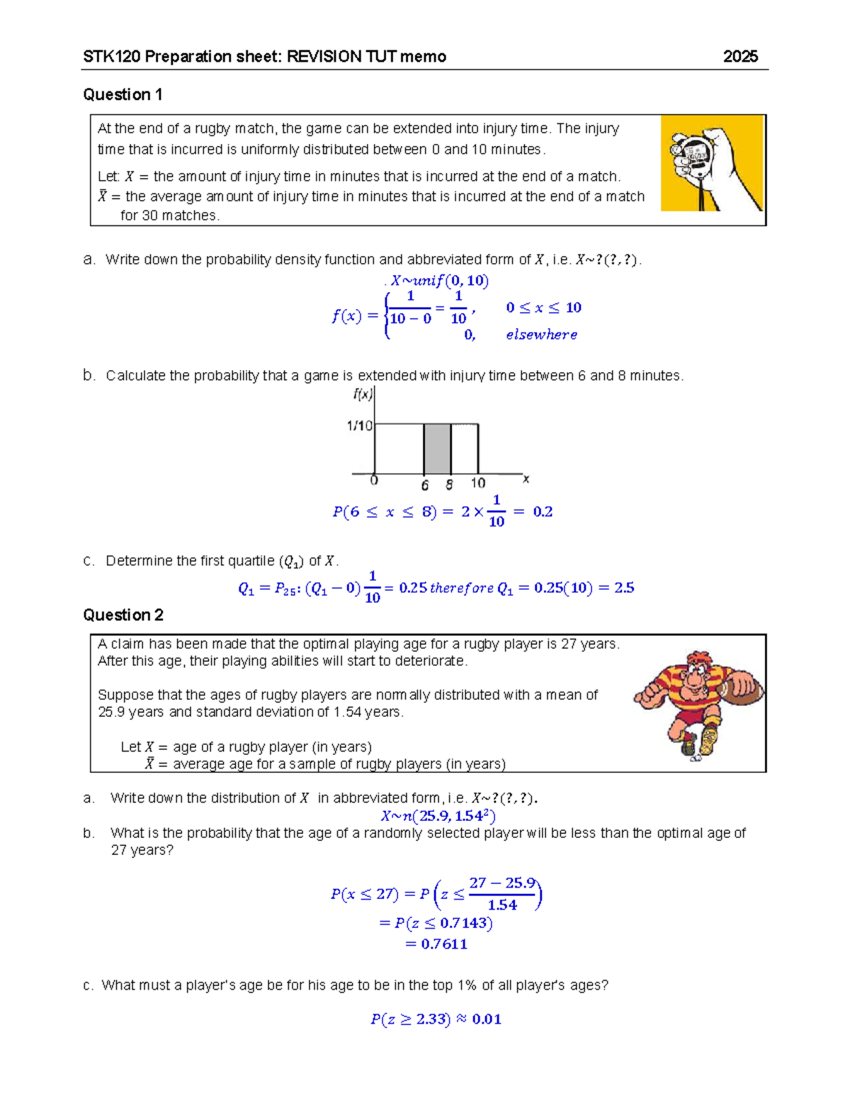 STK120 Revision TUT Memo: Injury Time & Player Age Analysis - Studocu