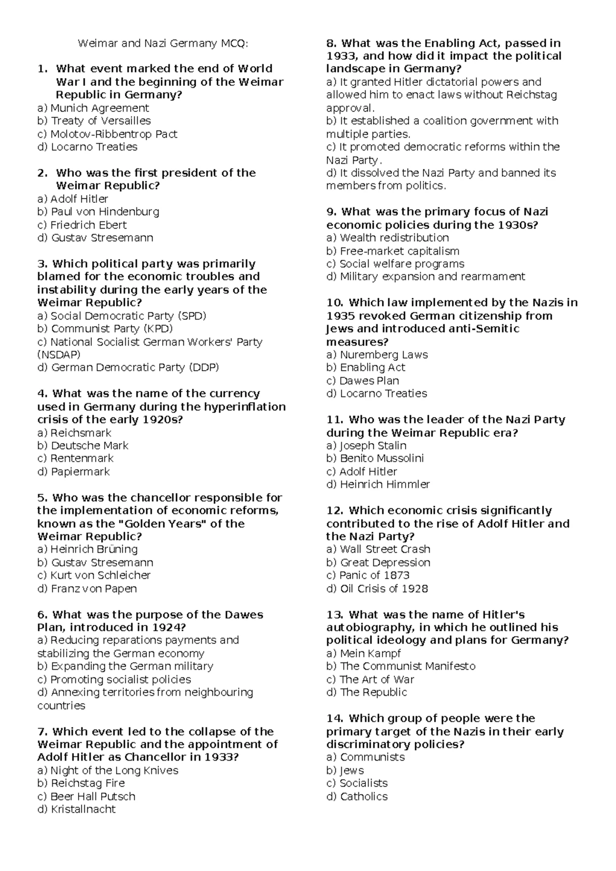 Edexcel GCSE History Paper 3: Weimar & Nazi Germany Exam Guide 2024 ...