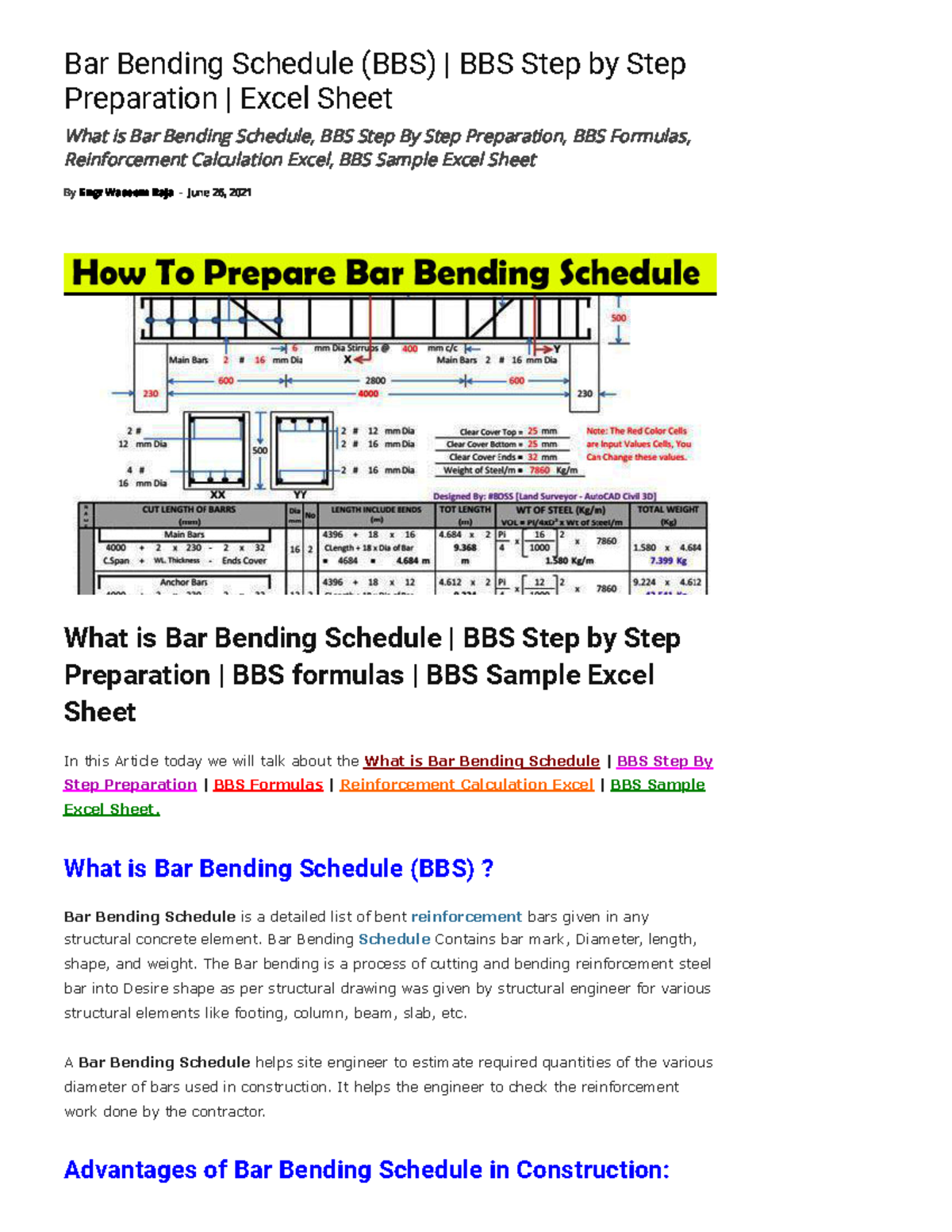 Bar Bending Schedule For Rcc Beam In Excel Sheet - The Best Picture Of Beam