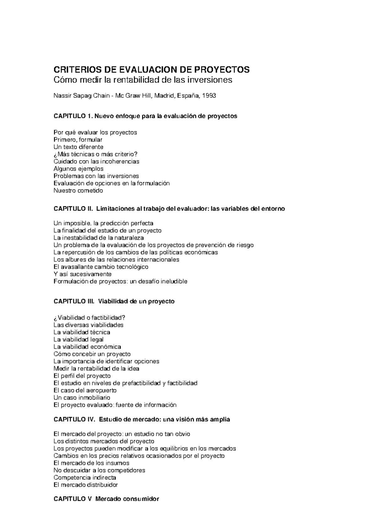 Criterios de Evaluación de Proyectos: Análisis de Rentabilidad - Nassir ...