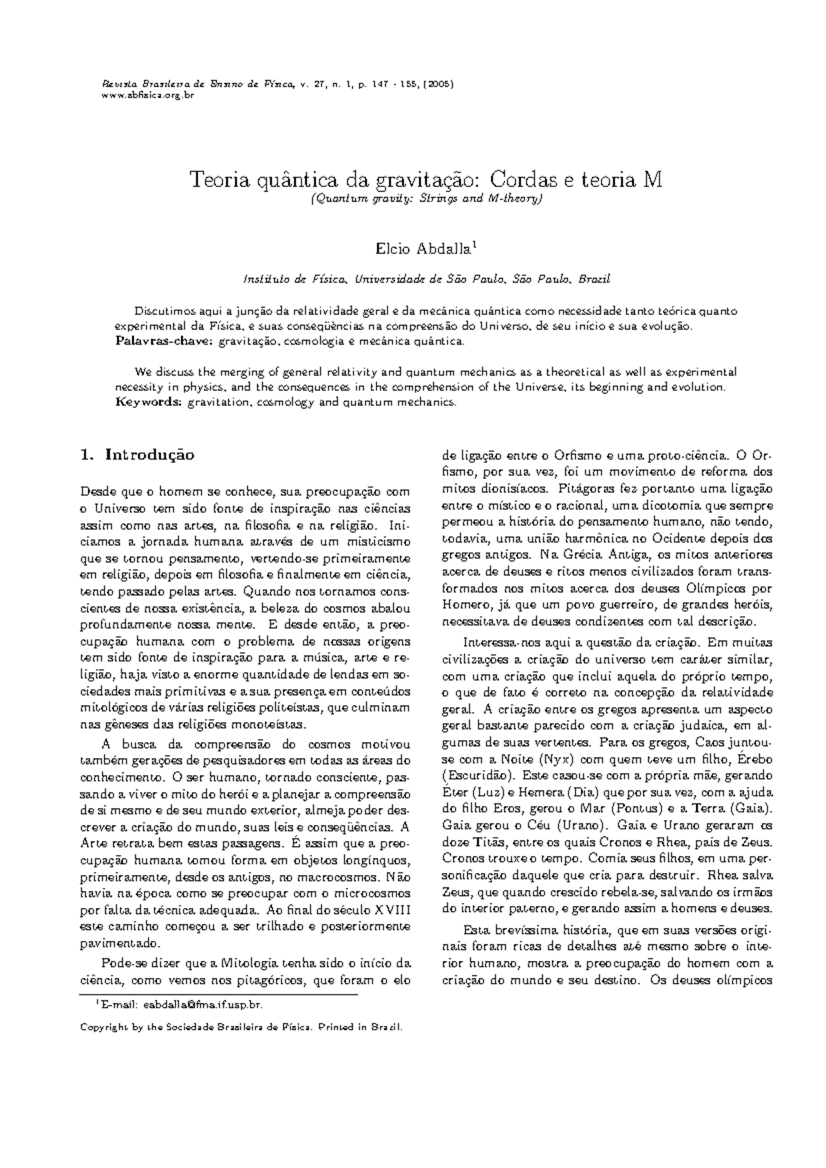 Teoria da Cordas e Teoria M: Unificando Gravidade e Cosmologia ...