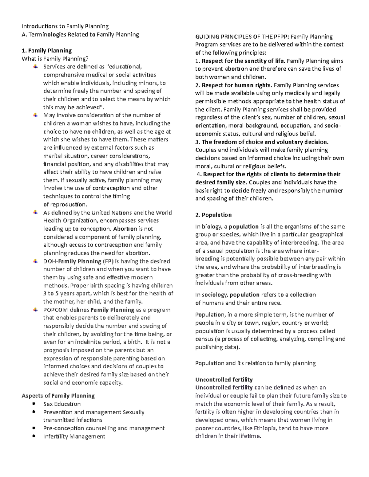 Introduction to Family Planning: Concepts and Principles - Studocu