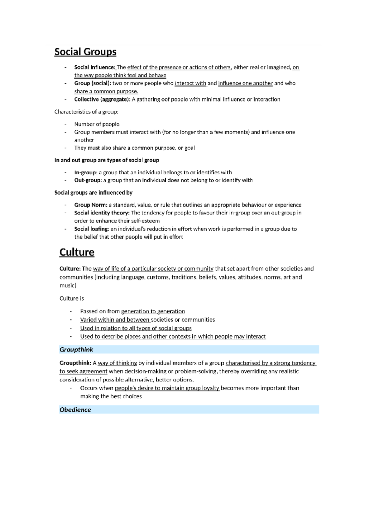 U2 AOS1- psychology - revision material - Social Groups Social ...