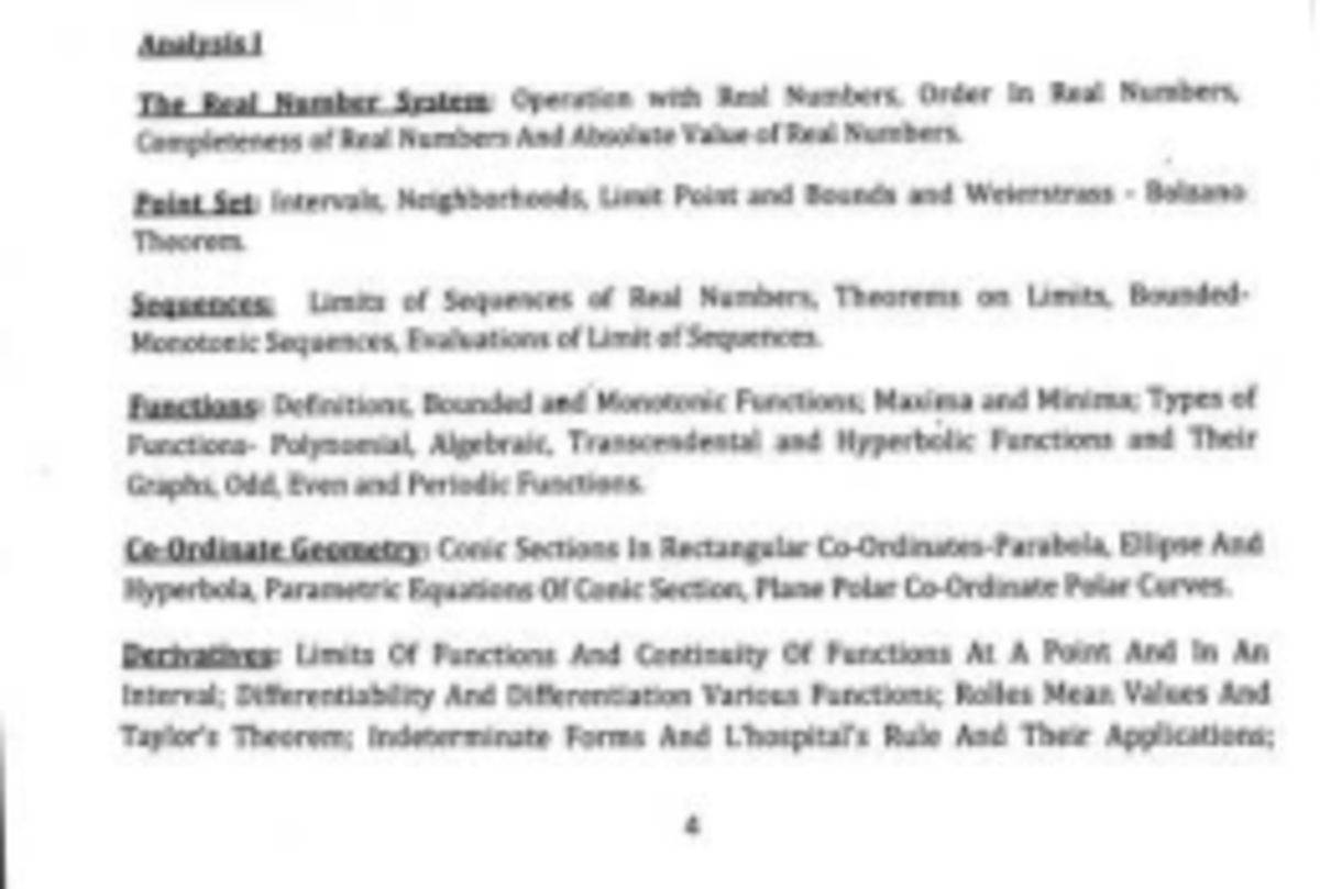 Analysis I Course Outline: Real Numbers, Sequences, Functions ...