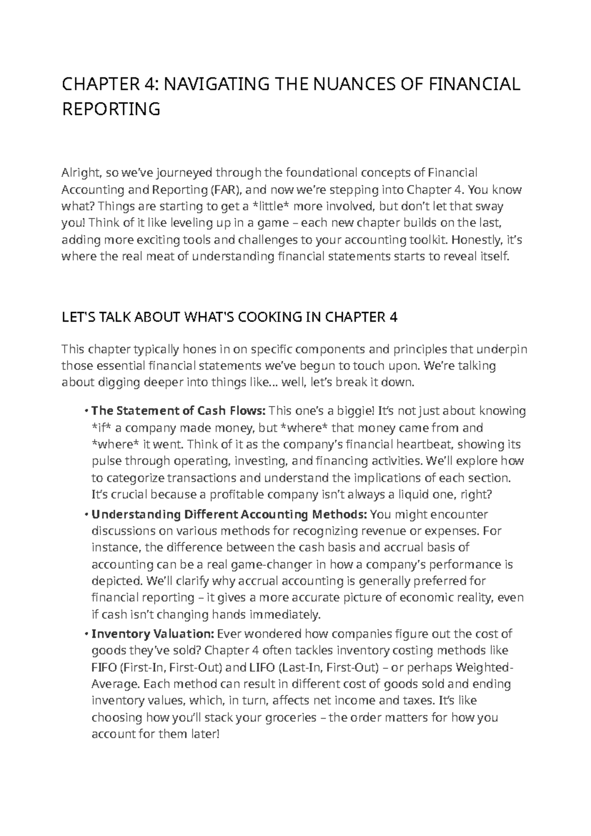 FAR CHAPTER 4: Understanding Financial Reporting Essentials - Studocu