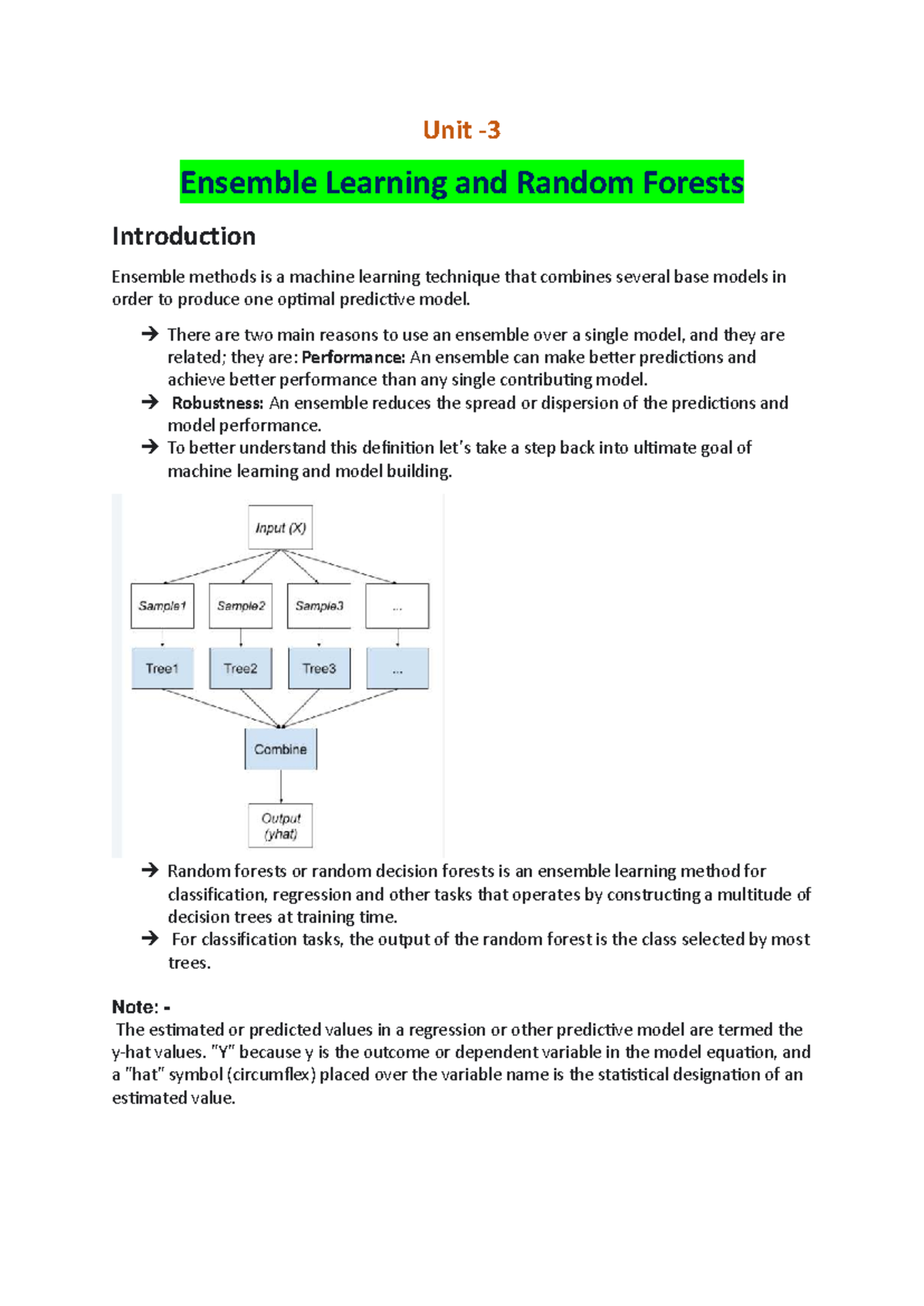 Unit-III(Part 1) - Introduction to Ensemble Learning & Random Forests ...