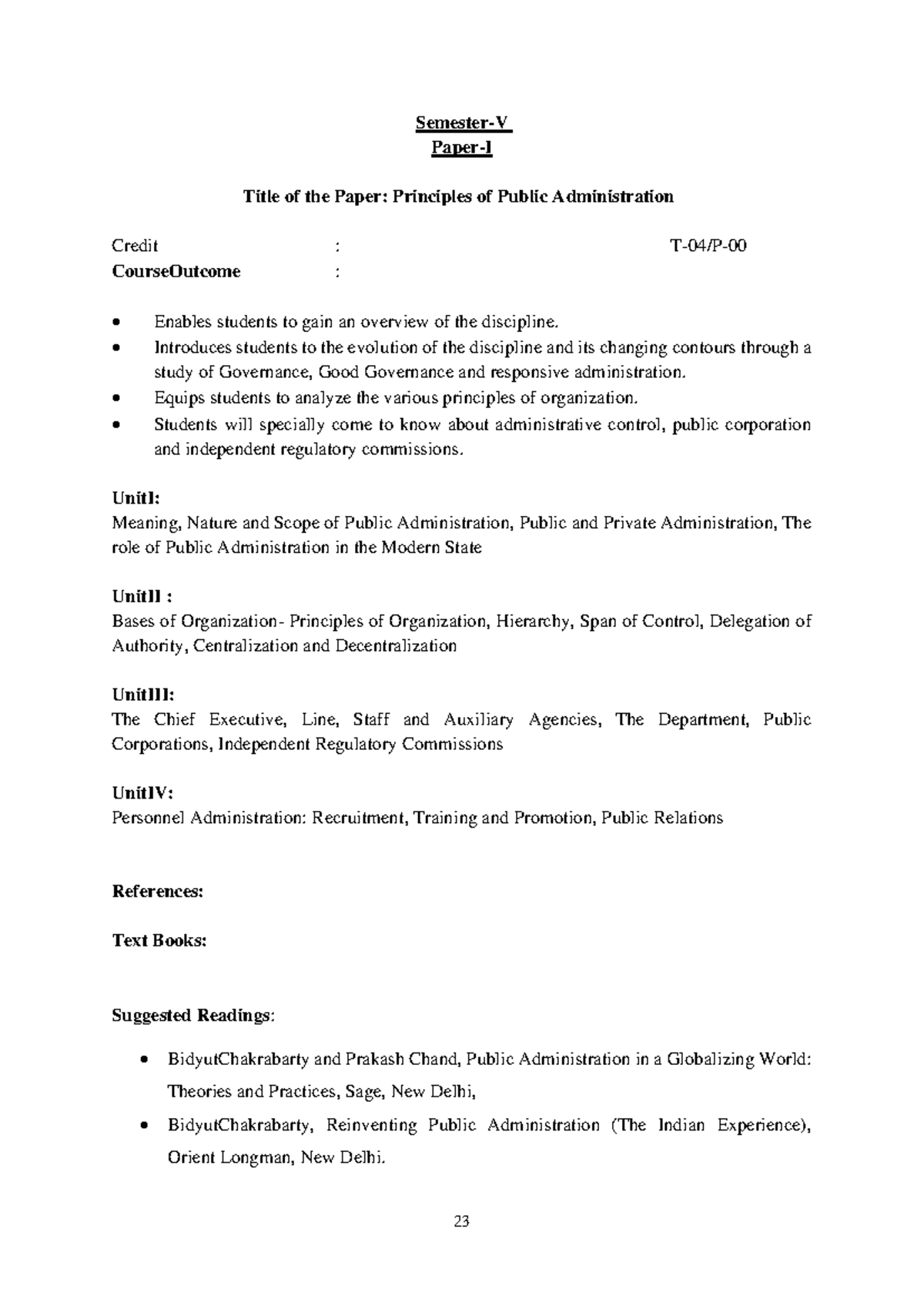 P1 - Principles of Public Administration Syllabus Overview - Studocu