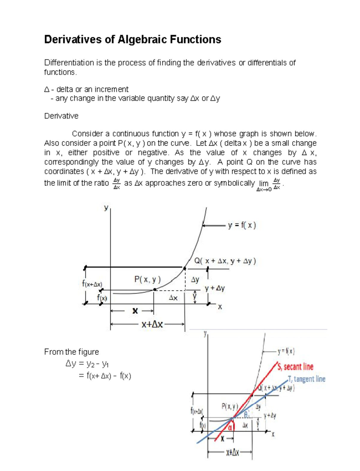 Derivatives of Algebraic Functions-By Definition of Derivatives ...