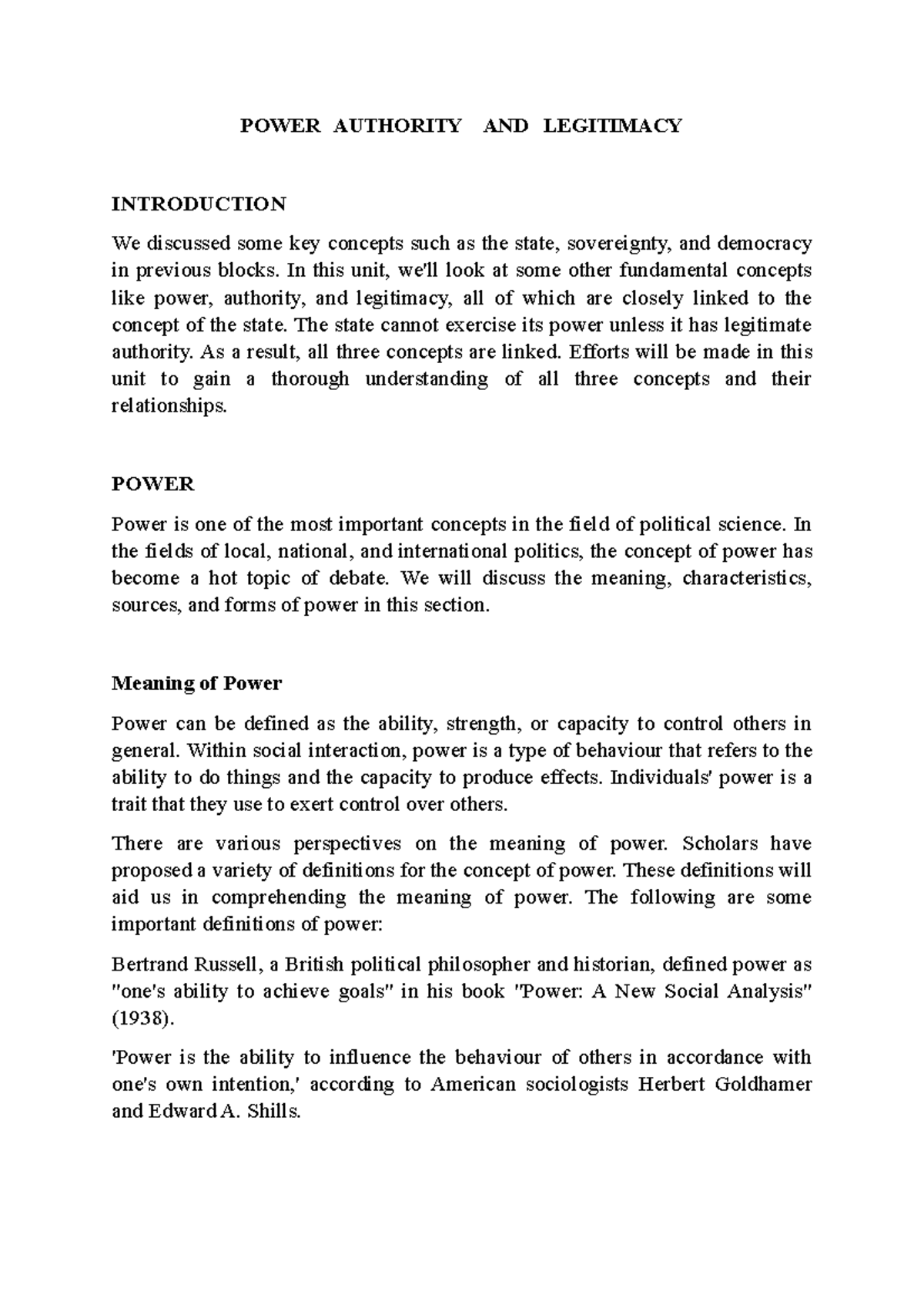 Power Authority AND Legitimacy - POWER AUTHORITY AND LEGITIMACY ...